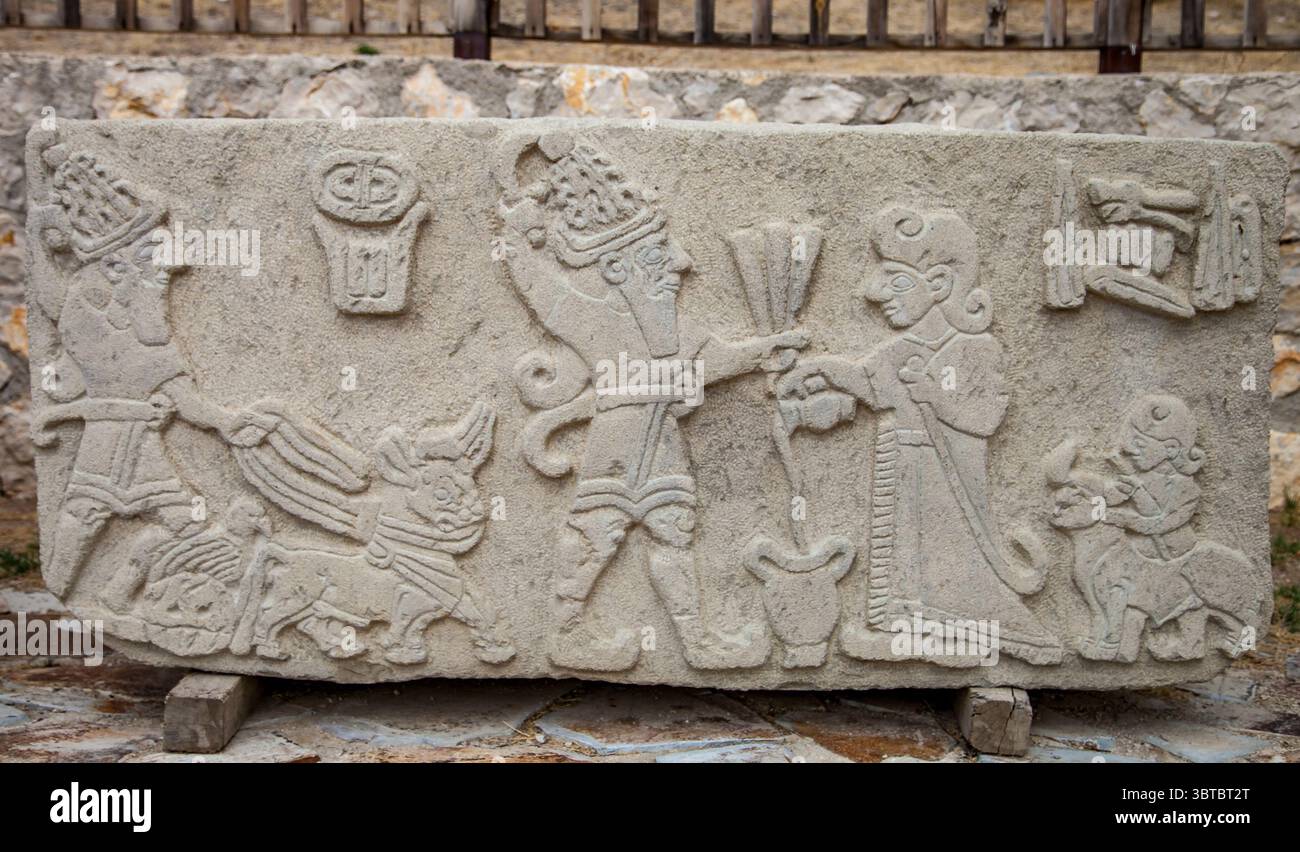Relief likely depicting King Allumalli pouring a libation to the Storm ...