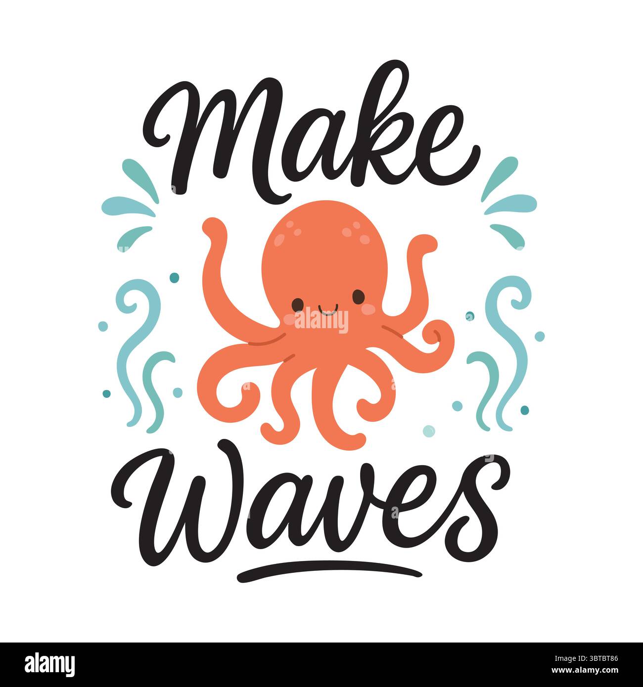 Illustration octopus in sea Cut Out Stock Images & Pictures - Alamy