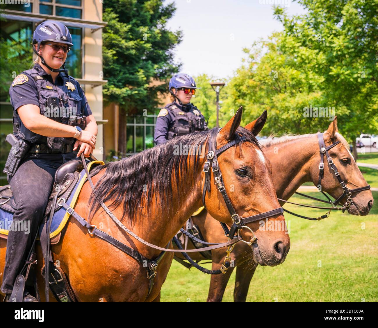 San Francisco, California, United States – March 16, 2025: Two mounted ...