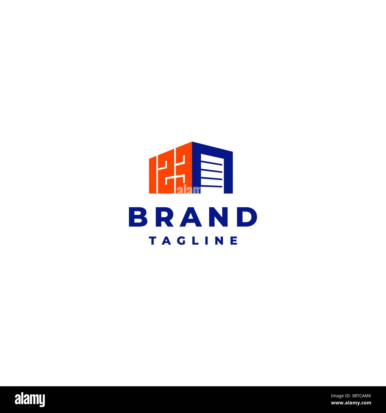 Storage Door Icon With Number 123 Logo Design. Simple Warehouse Number ...