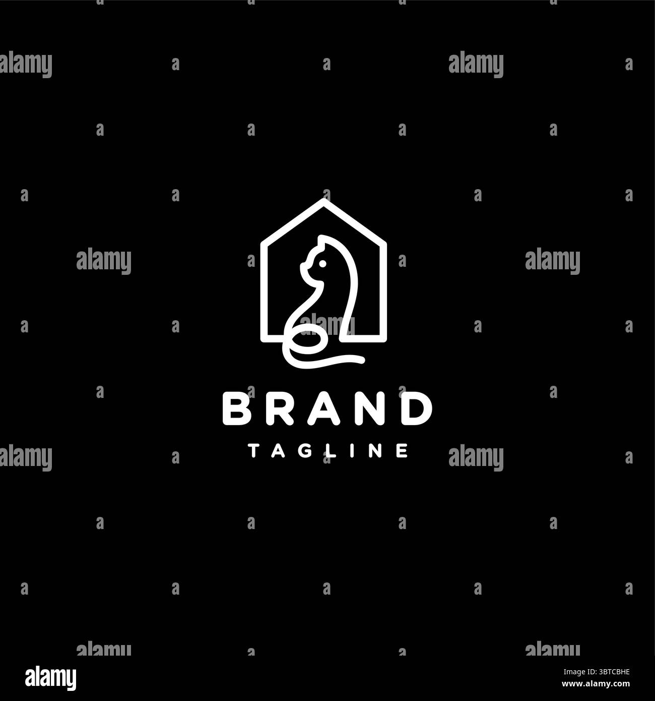 Simple Line Cat Inside Home Logo Design. Simple Cat House Line With ...