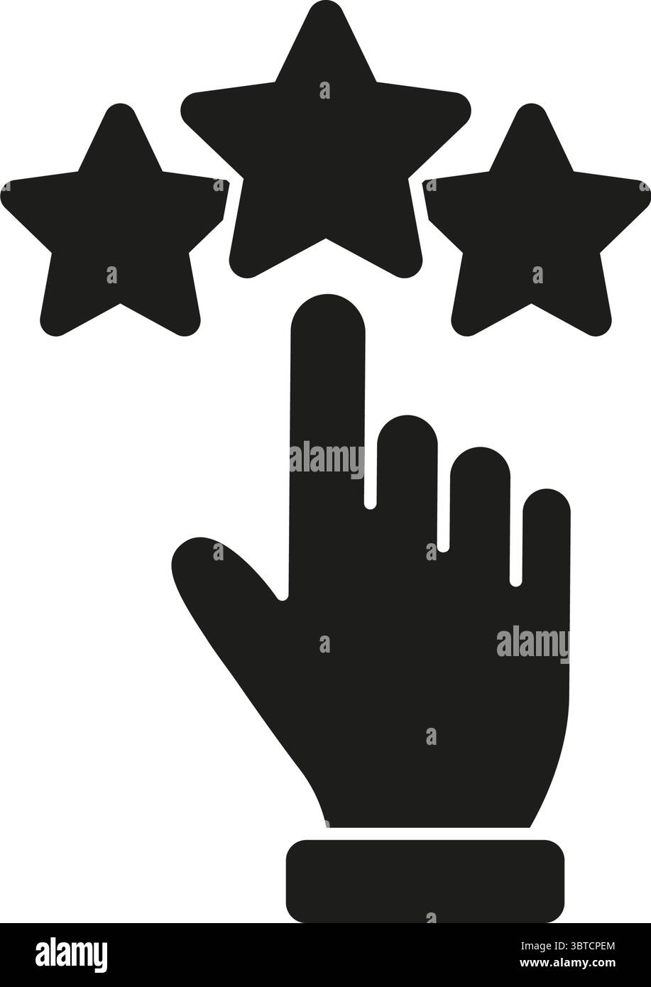 Hand Selecting Stars Solid Icon. Customer Feedback, Rating, And Review ...
