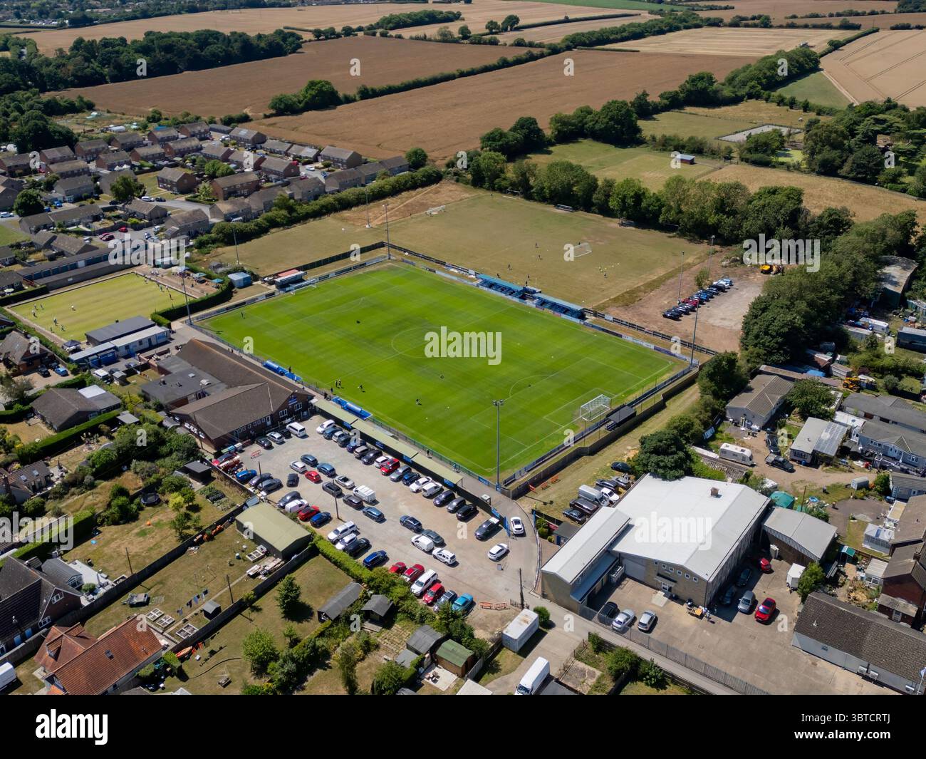 An aerial view of Victory Road, home ground of Leiston Football Club in ...