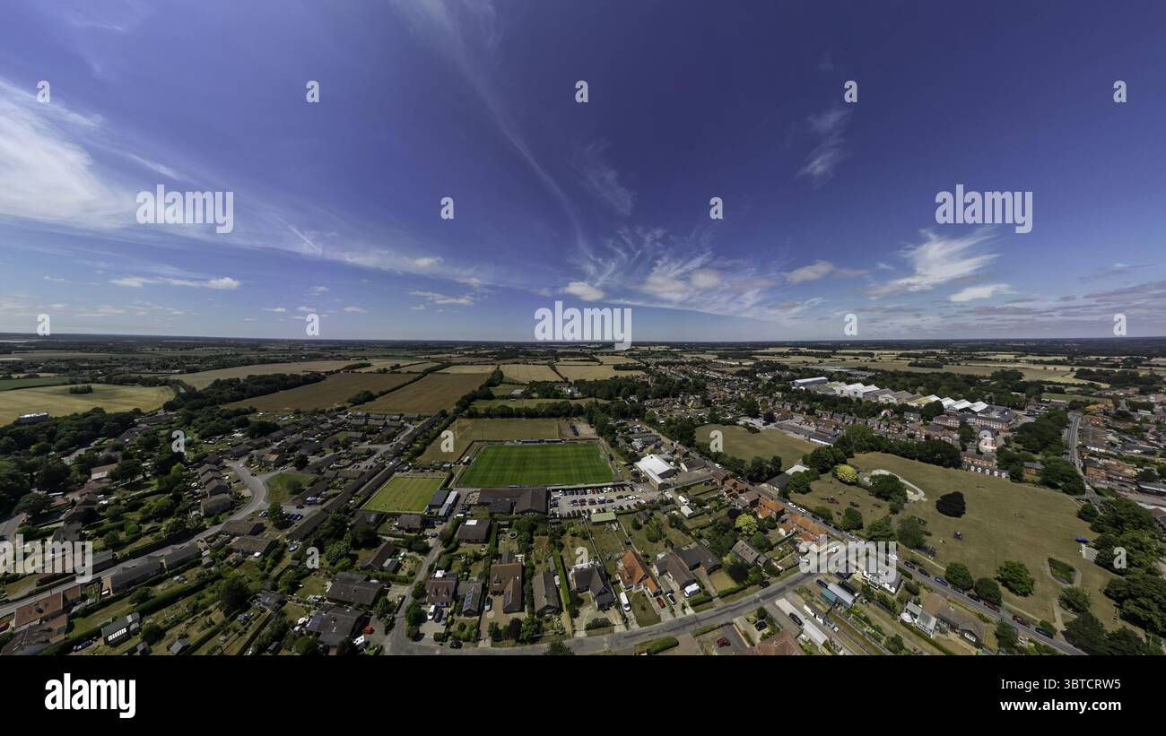 An aerial view of Victory Road, home ground of Leiston Football Club in ...