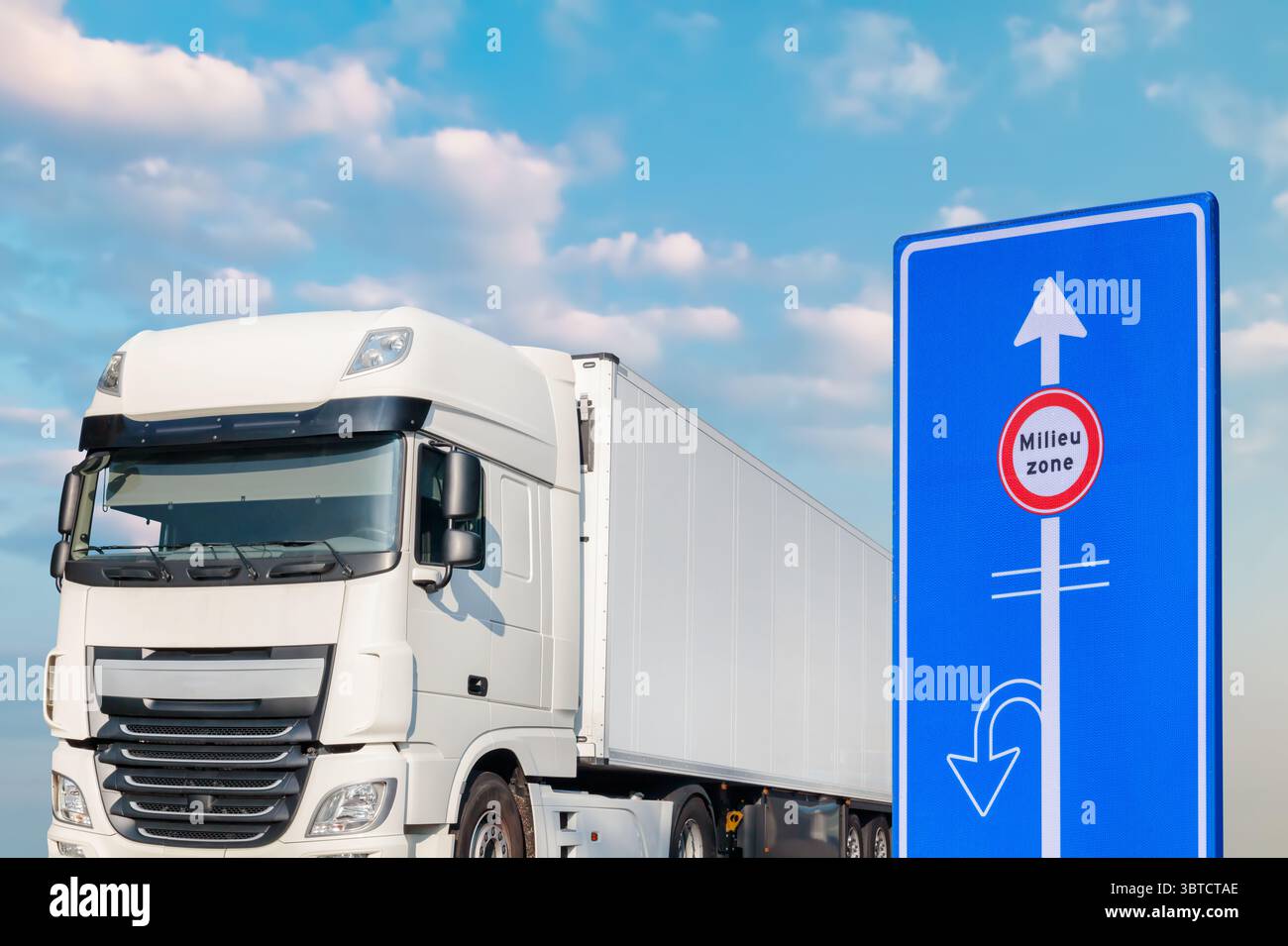 City warning sign with the Dutch text for "Emission Zone" with large ...