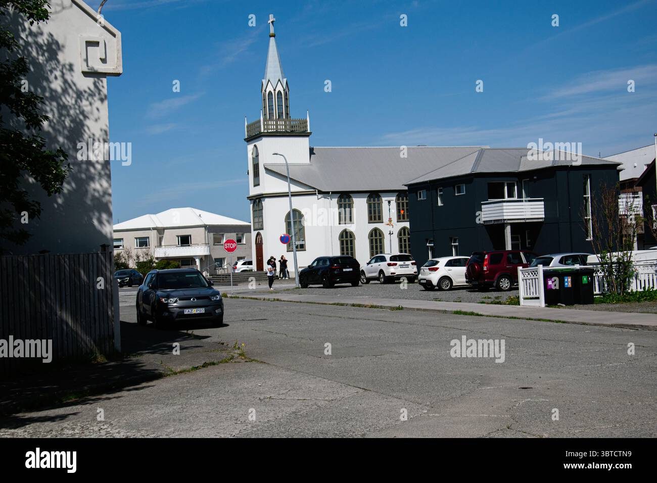 Akranes, Iceland - July 06, 2025: A scenic street view in Akranes ...