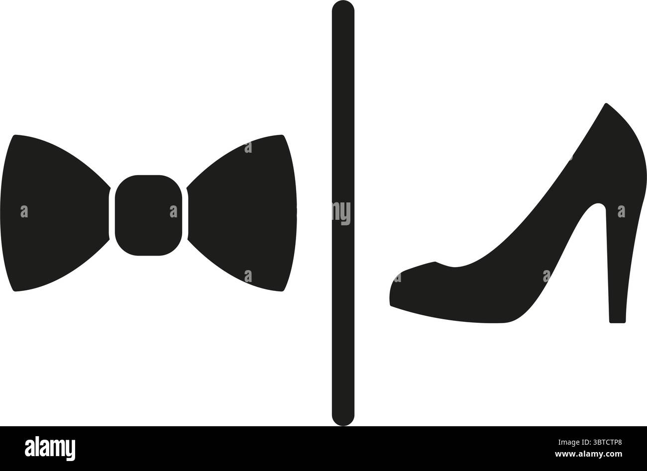 Bow Tie and High Heel WC Solid Icon. Gender-Specific Fashion And Formal ...