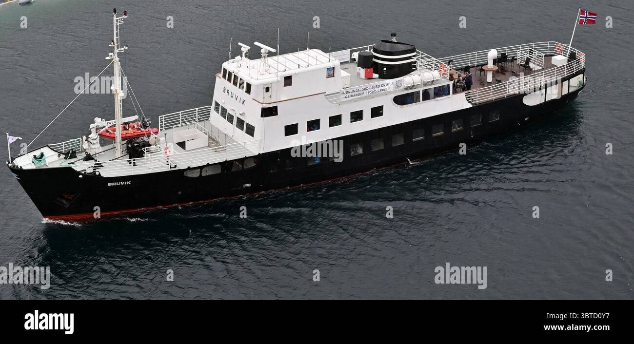 Classic sightseeing boat m/s Bruvik at Alesund in Western Norway Stock ...