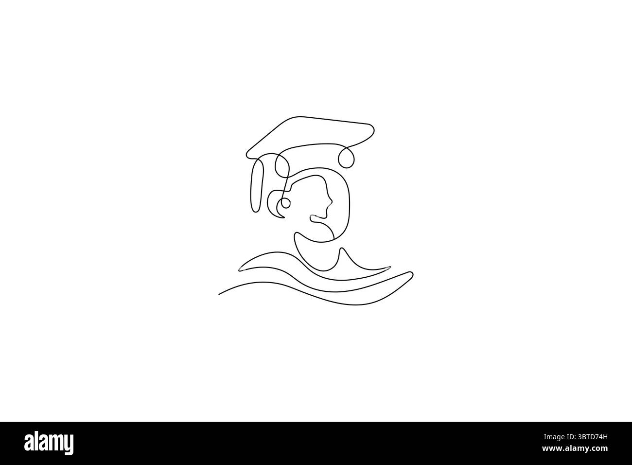 Graduation cap continuous one line drawing minimalist vector ...