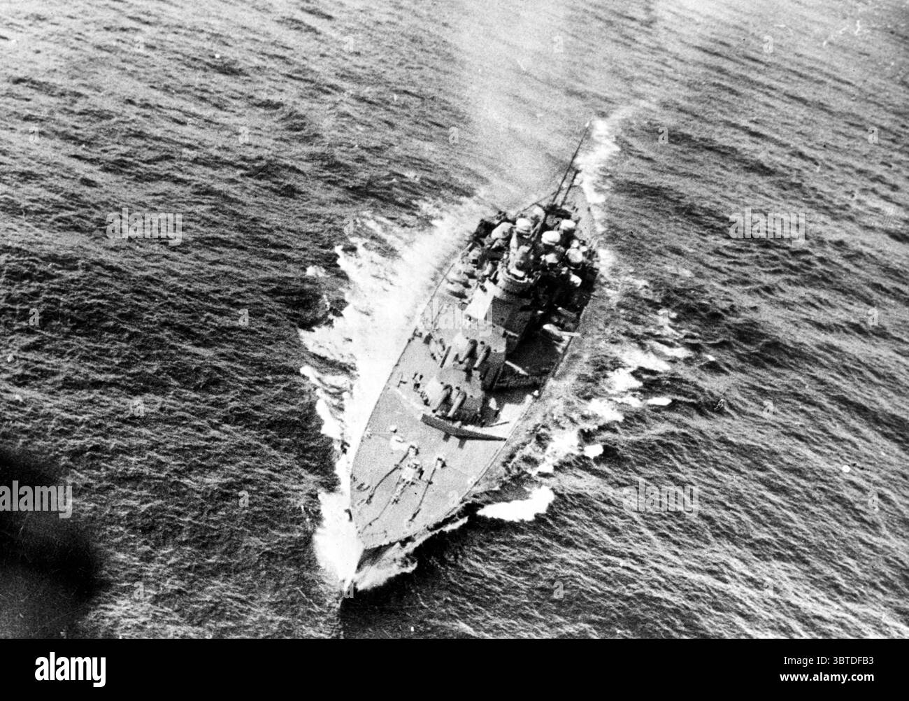 Aerial view of HMS Renown a Royal Navy Renown class battlecruiser ...