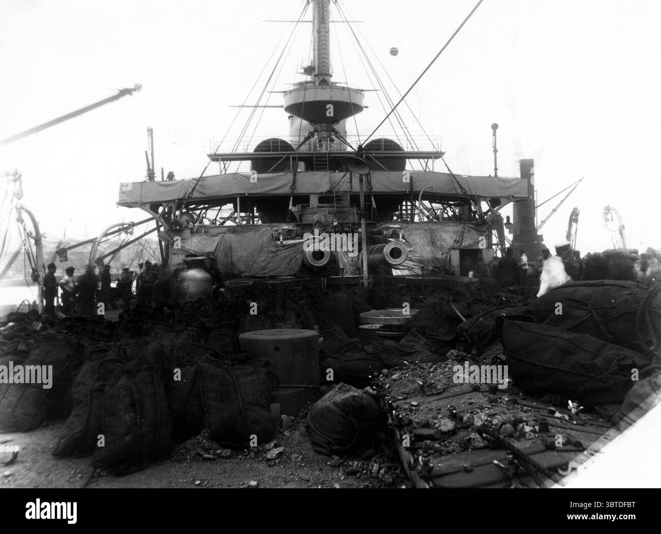 On deck of HMS Mars a Royal Navy pre - dreadnought battleship of the ...