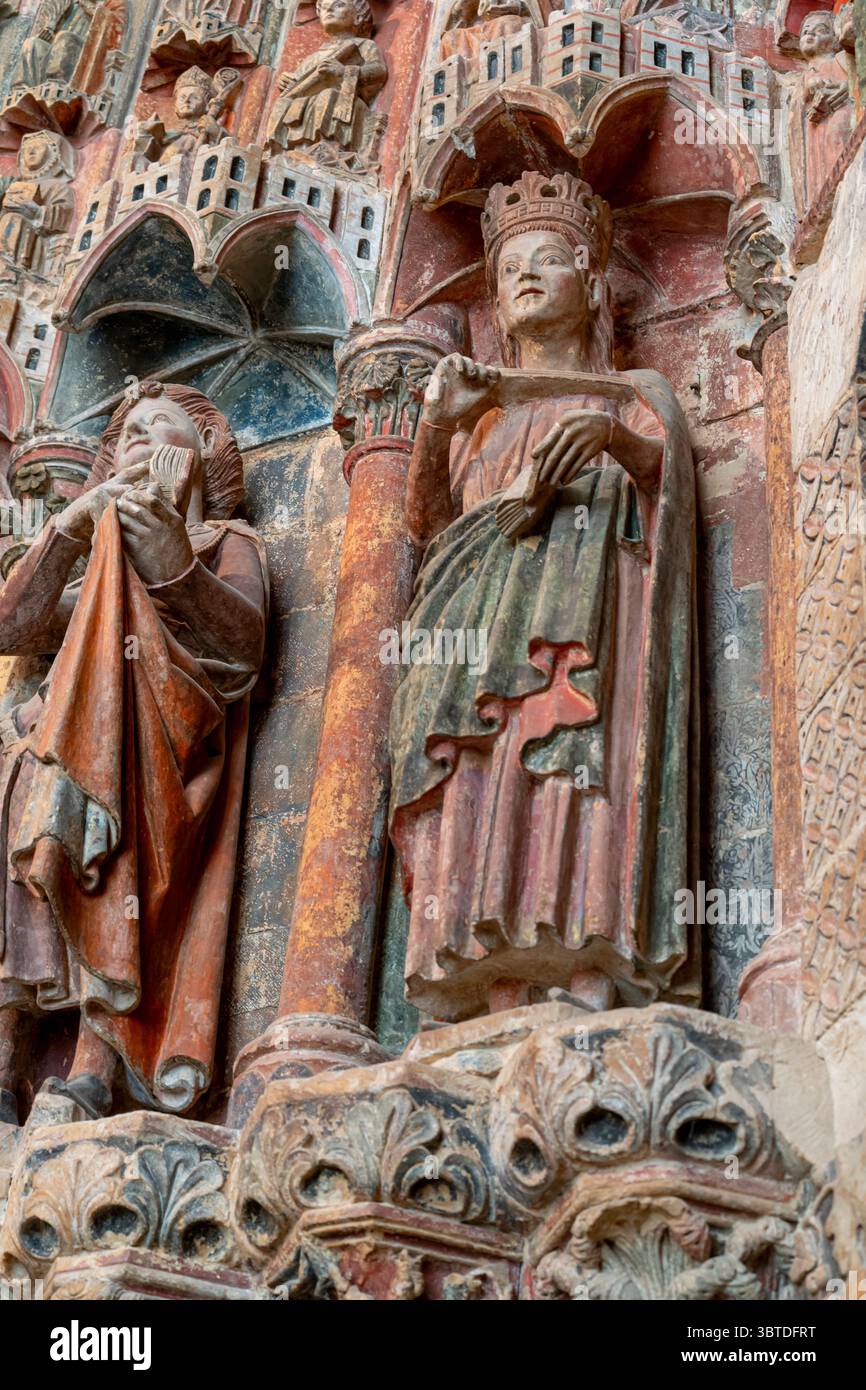 Carved stone figures from the facade of Colegiata de Santa María la ...