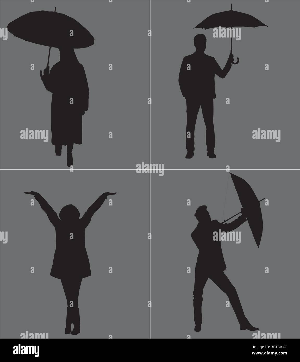 silhouette collection of people with umbrella Stock Vector Image & Art ...
