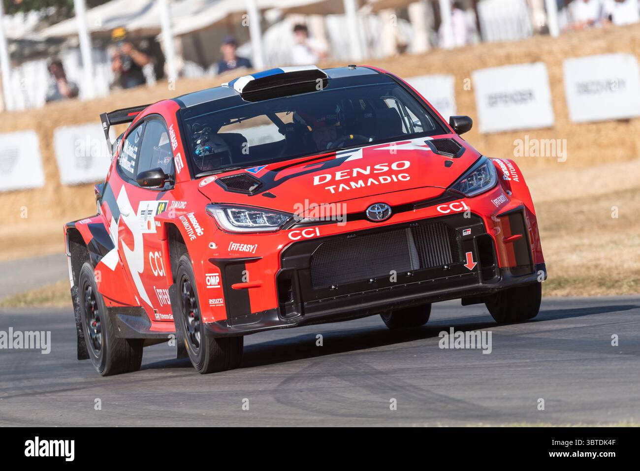 Toyota GR Yaris Rally2 driving up the hillclimb track at the Goodwood ...
