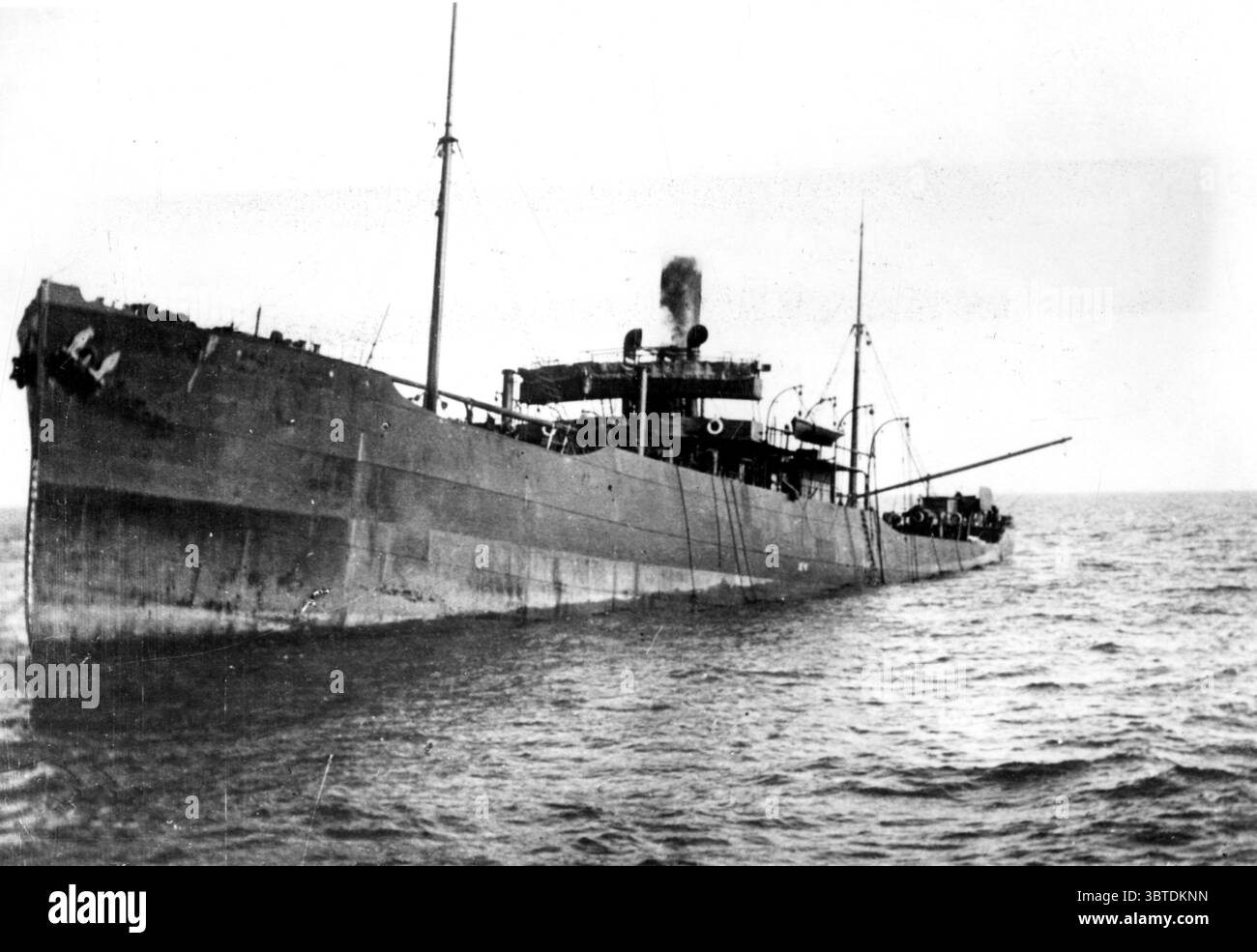 Steamer sinking after being torpedoed by a German sub Stock Photo - Alamy