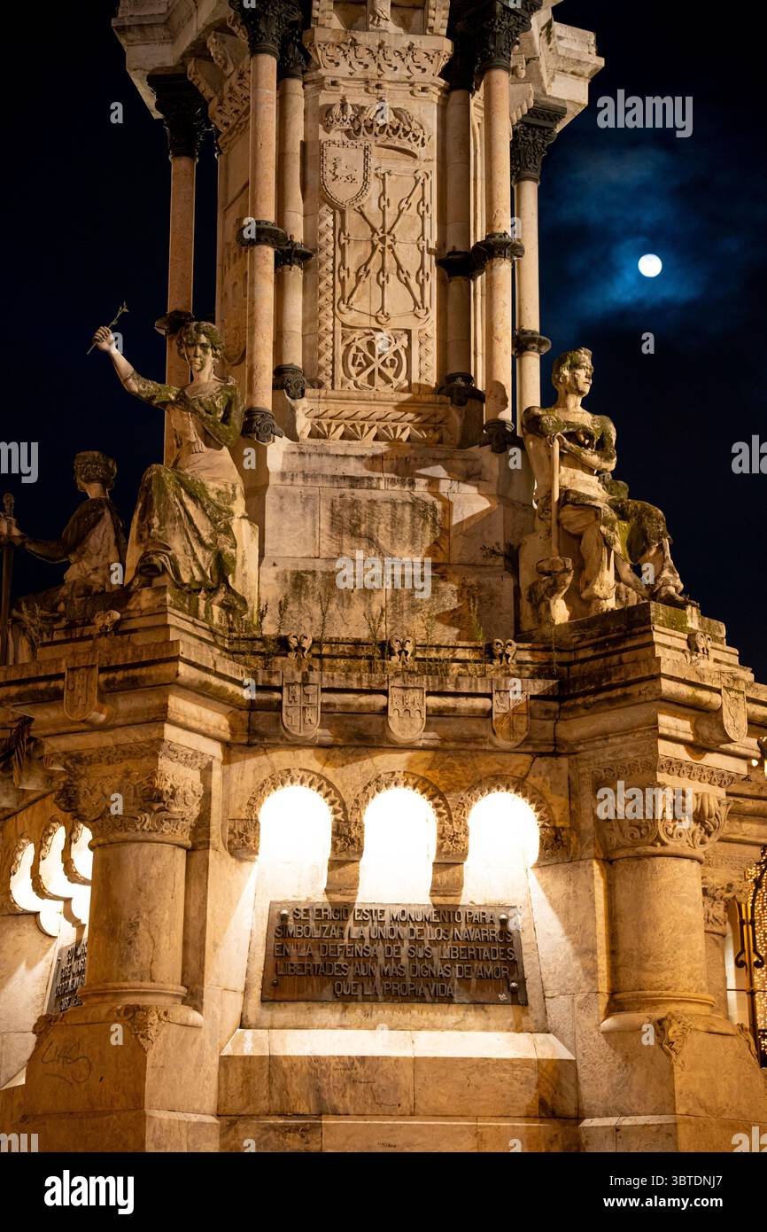 The Monumento a los Fueros stands majestically in Pamplona Navarra ...