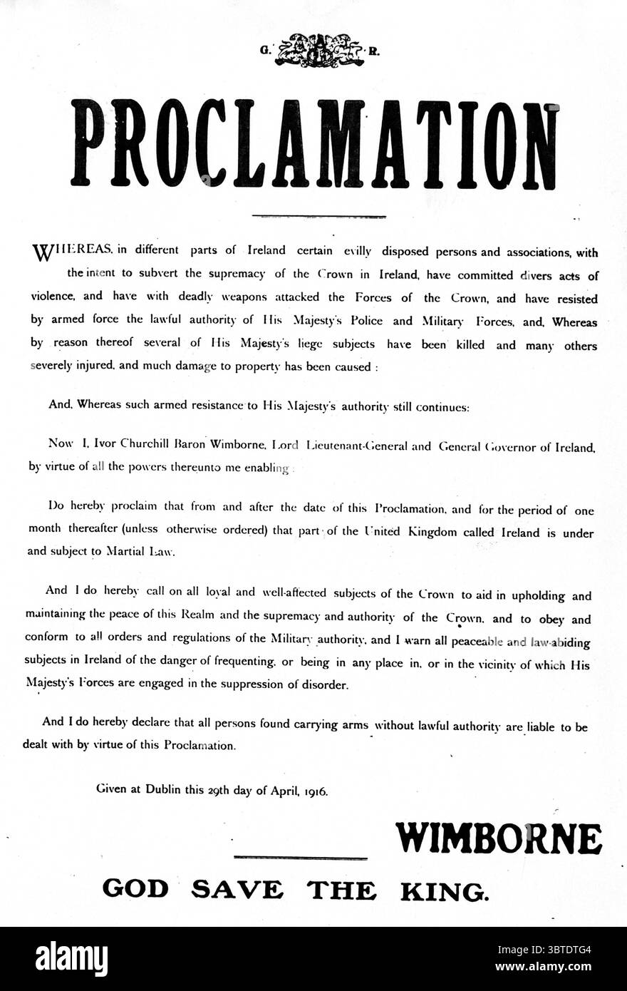 Proclamation . Dublin . 29 April 1916 Stock Photo - Alamy