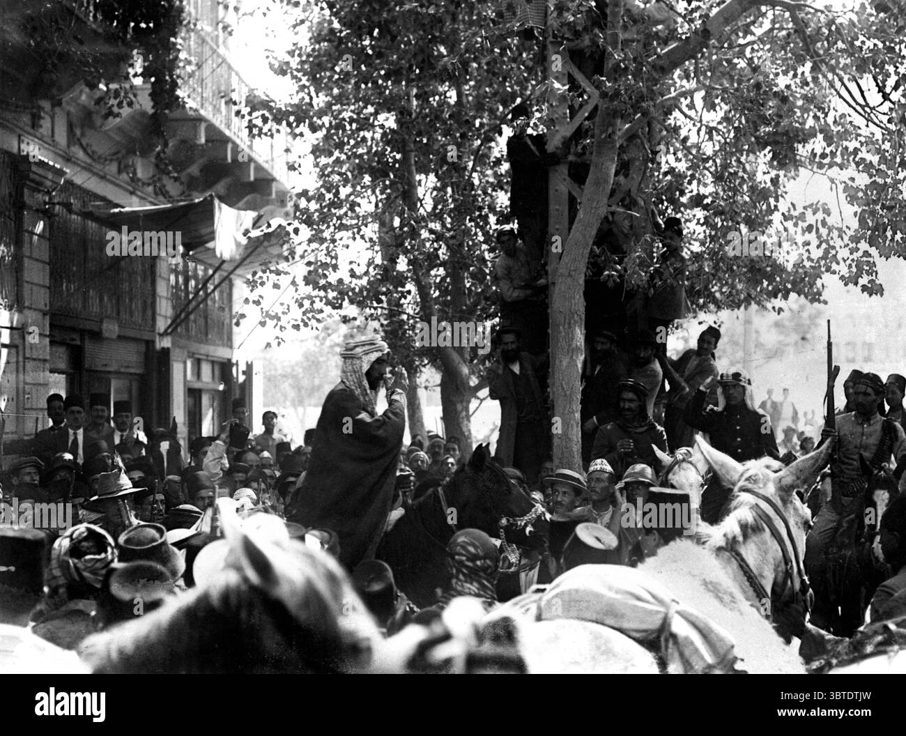 Capture of Damascus Emir Feisal leaving the Hotel Victoria in Damascus ...