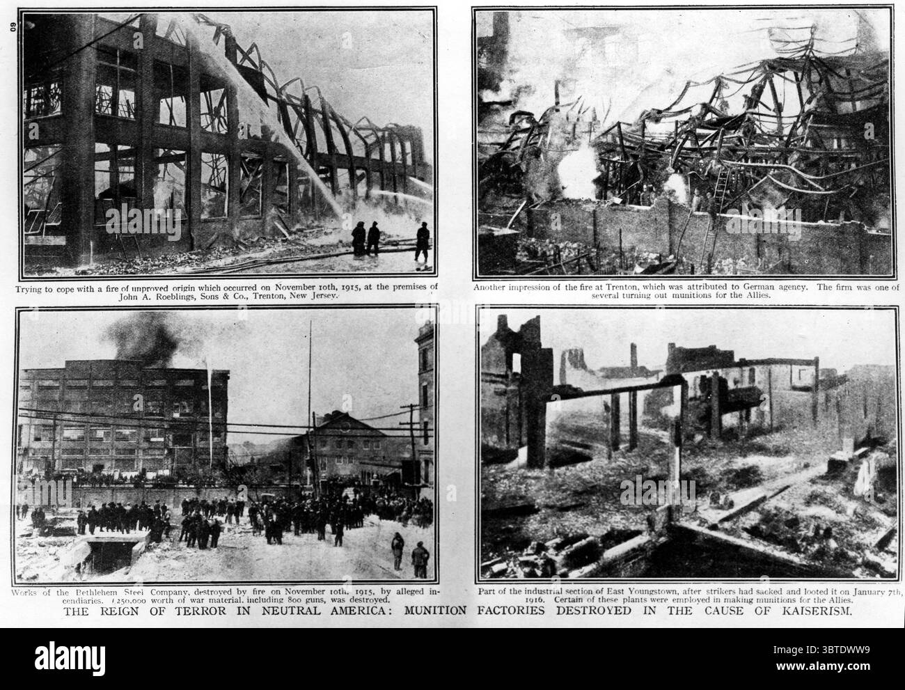 American Munitions factory sabotaged by Germans Stock Photo - Alamy