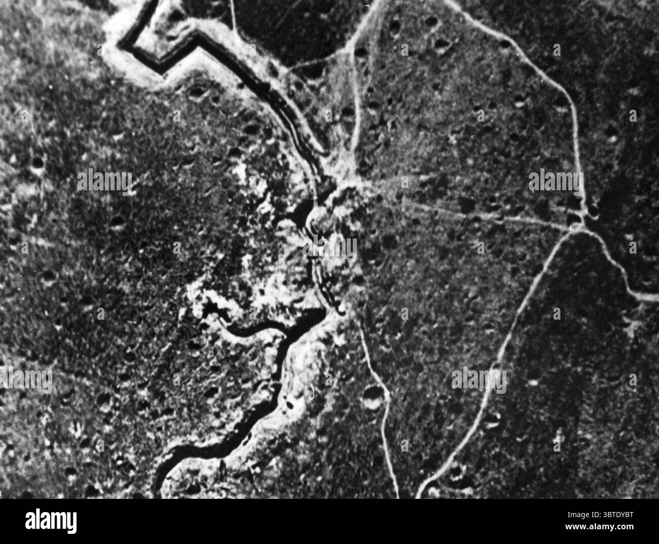 An aerial photograph showing a view of the German trenches lay out ...