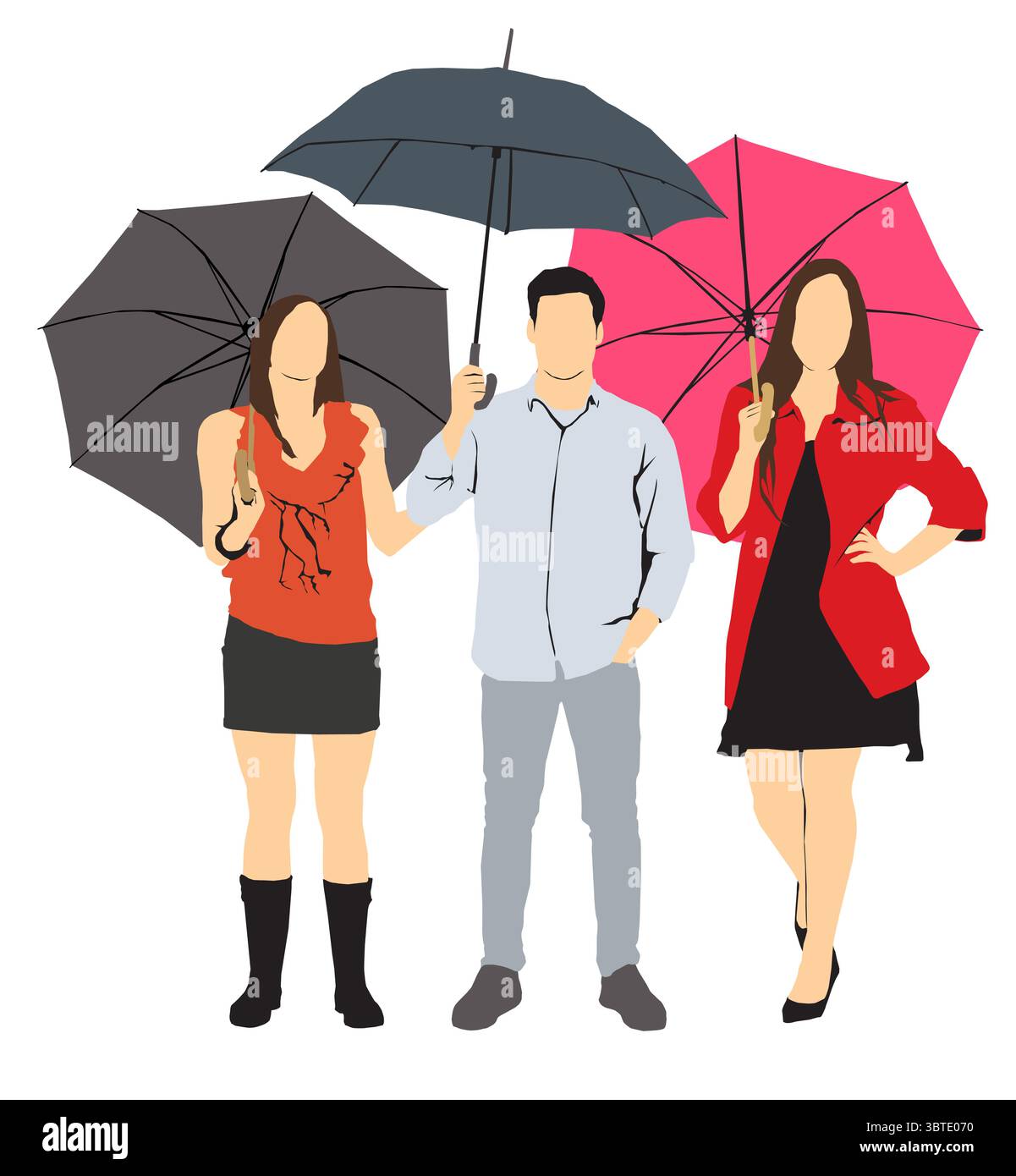 full isolated people with umbrella Stock Vector Image & Art - Alamy