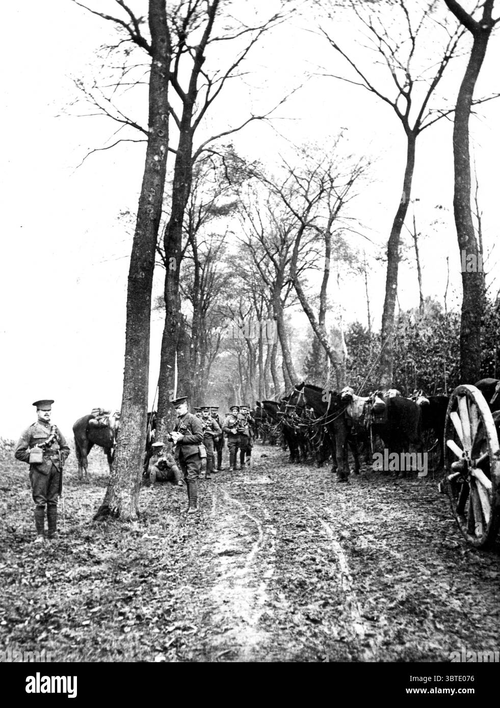 Battle of Ypres , 1914 . 1st Line transport , 2nd Cavalry Division in ...