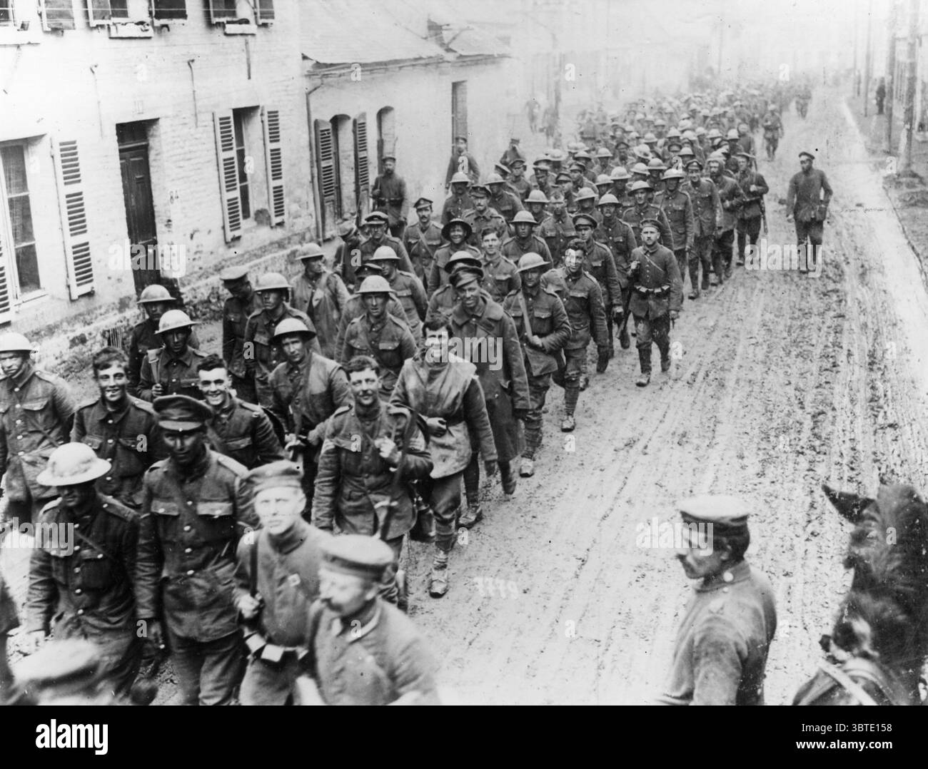 The arrival at a village south of St Quentin of the first batch of ...