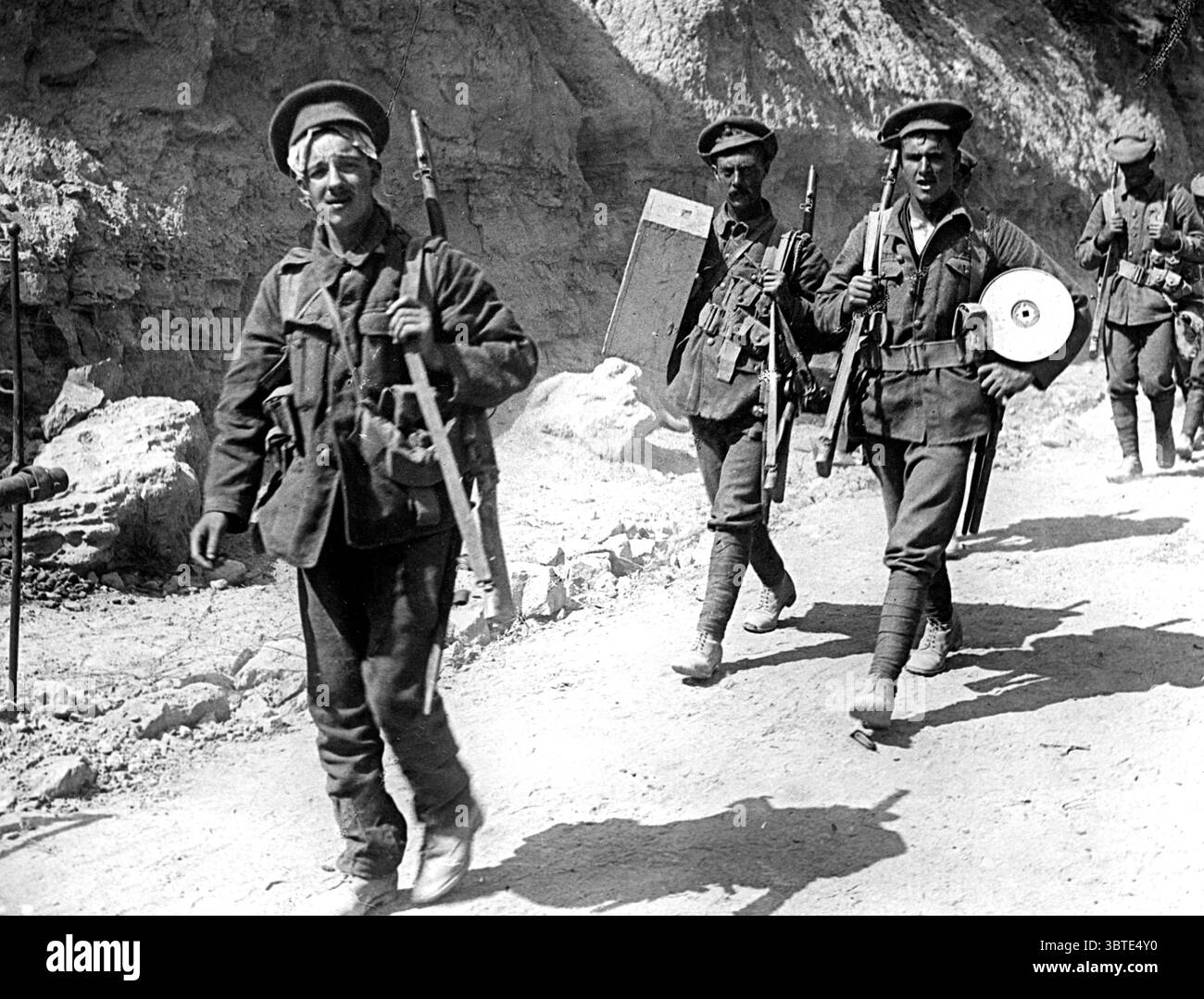 Fusiliers returning from the trenches through Gully Ravine . The Battle ...