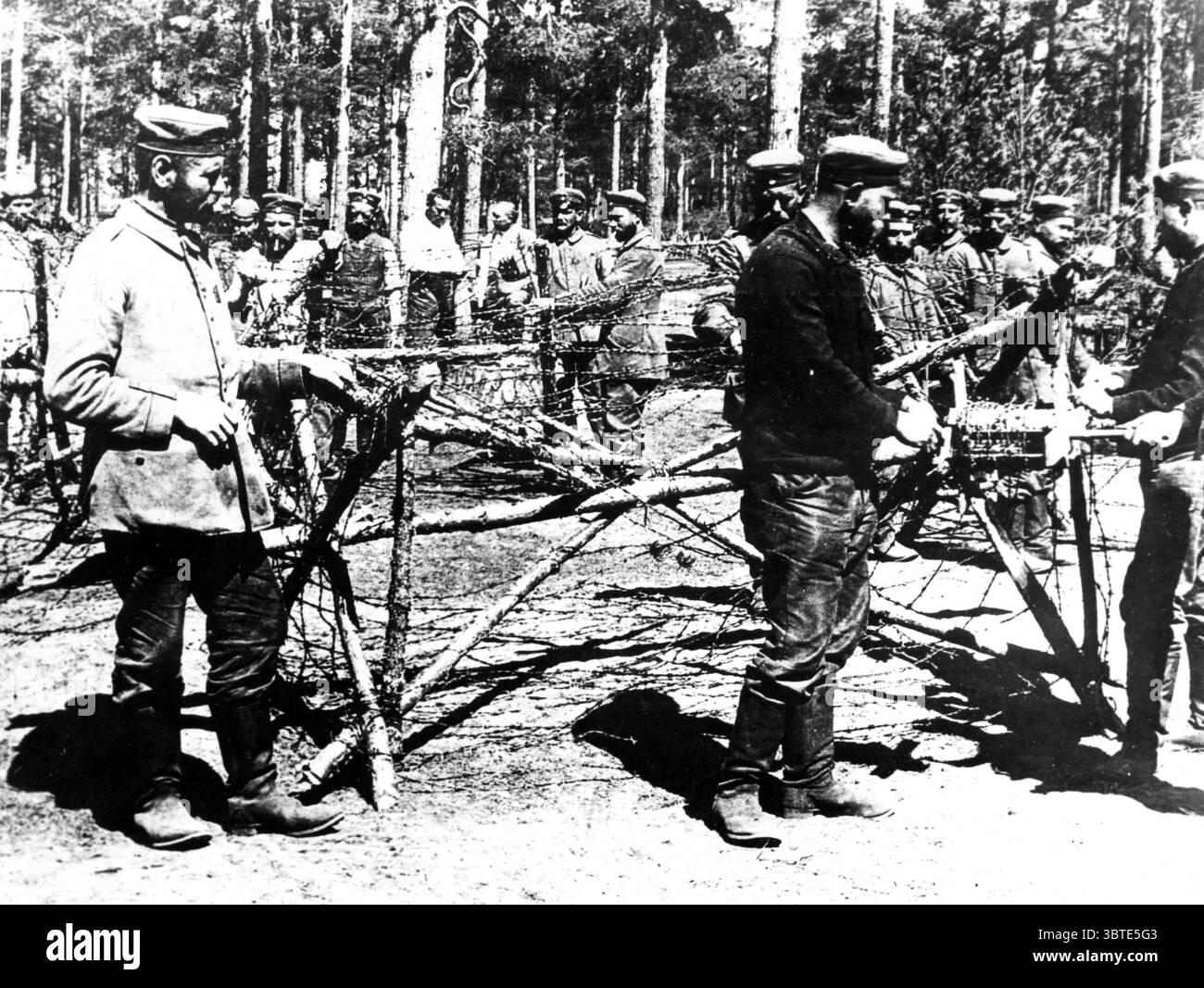 German troops erecting barbed wire defences . Russian Front . 1915 ...