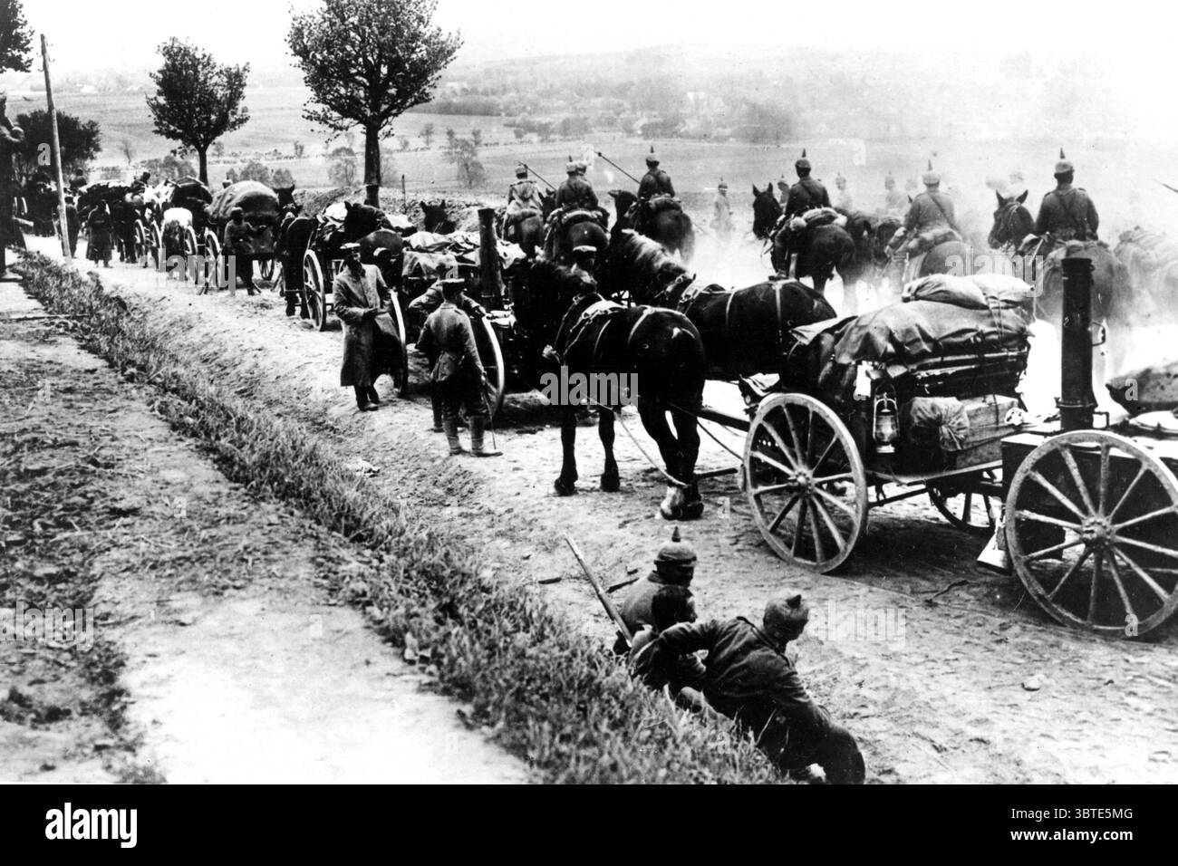 Field Kitchens and food supplies for the German troops moving up during ...