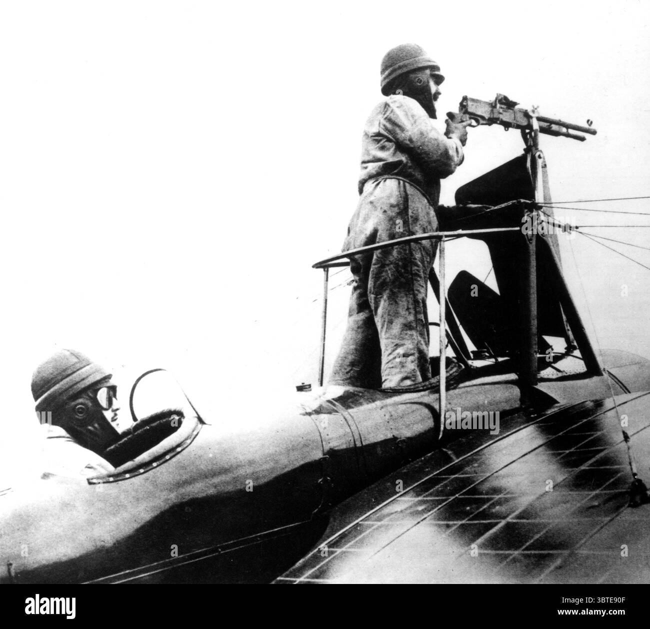 The first test on a of a French armed monoplane with quick fire gun ...