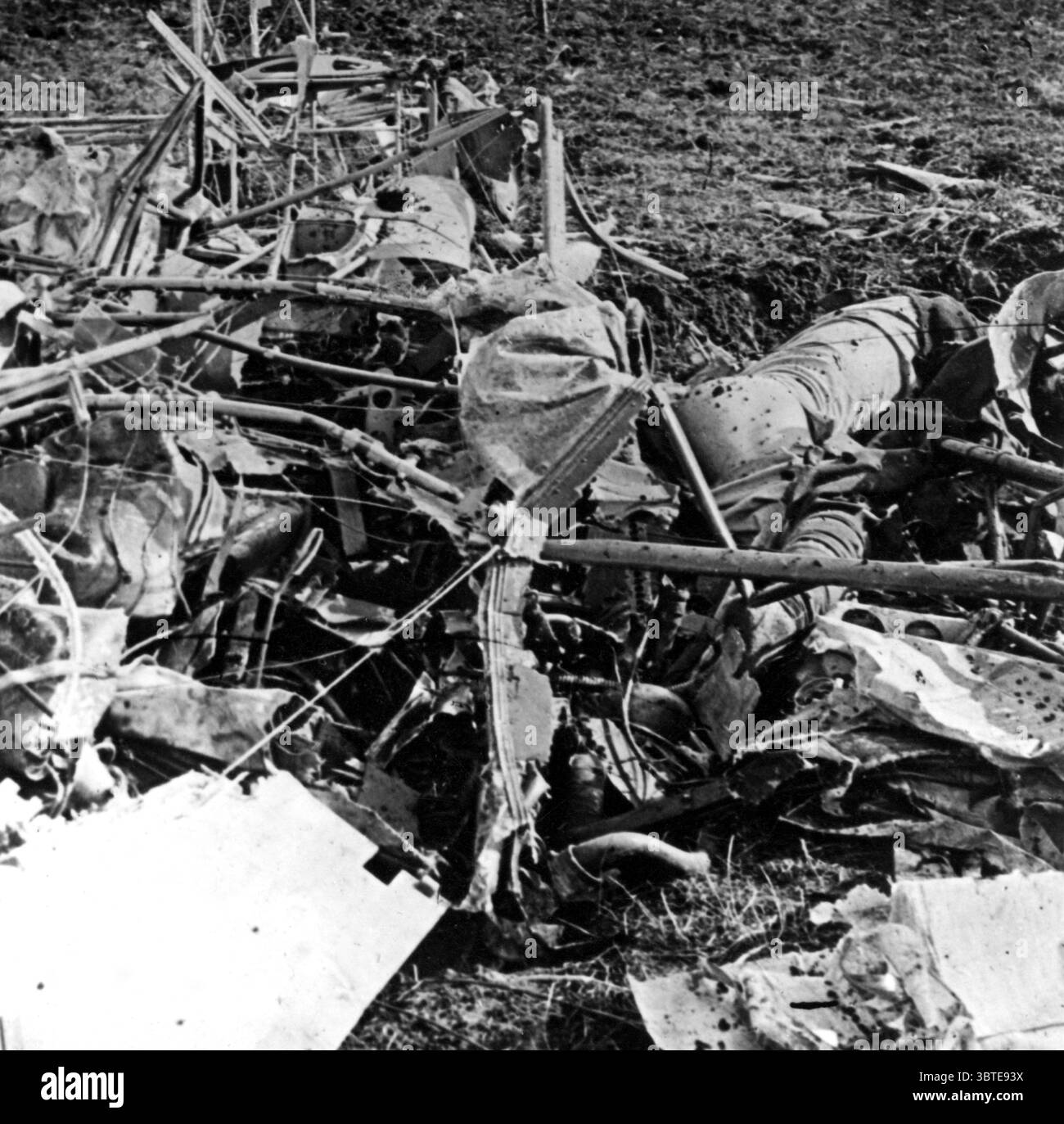 World War One - Aviation A downed German plane which crashed into a ...