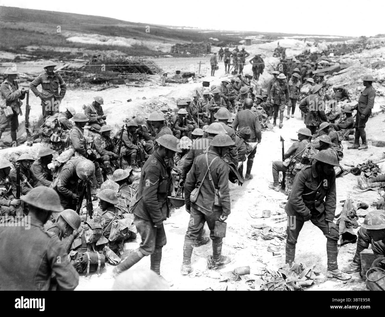 World War One - Western Front Battle of Albert Royal Warwickshire Regiment resting in reserve ...