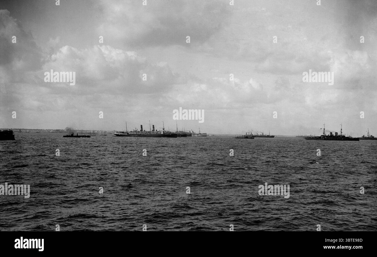 Royal Italian Navy . Italian transport ships with the warships Stock ...