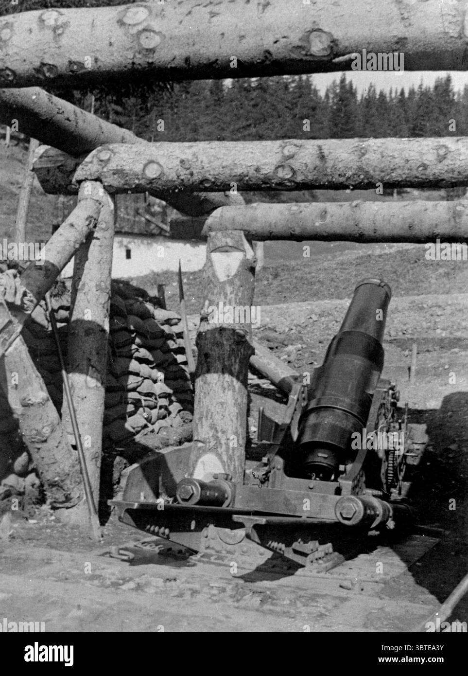 Italian Army . 210 mm Howitzer Heavy Mortar Gun in position . 1915 ...