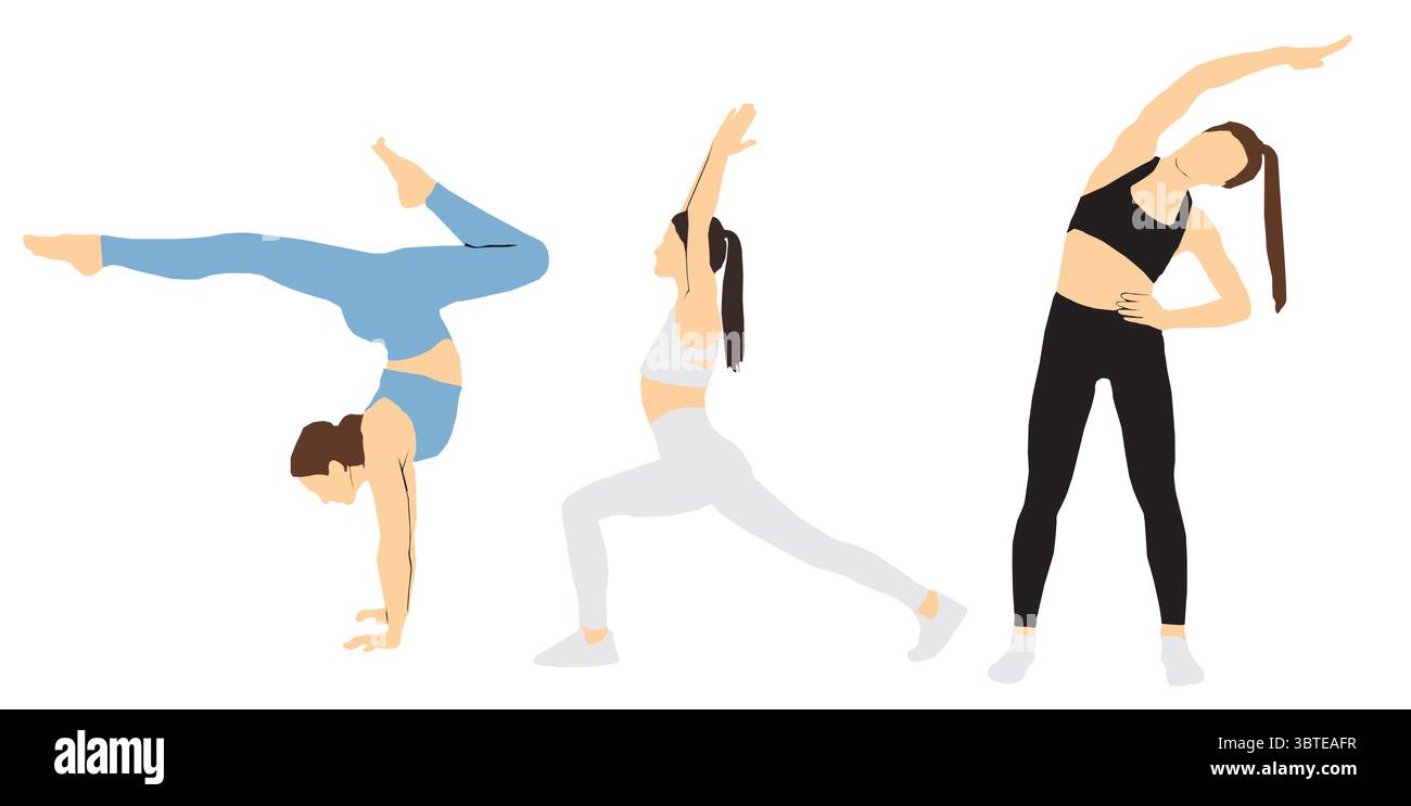 full isolated people in different yoga pose Stock Vector Image & Art ...