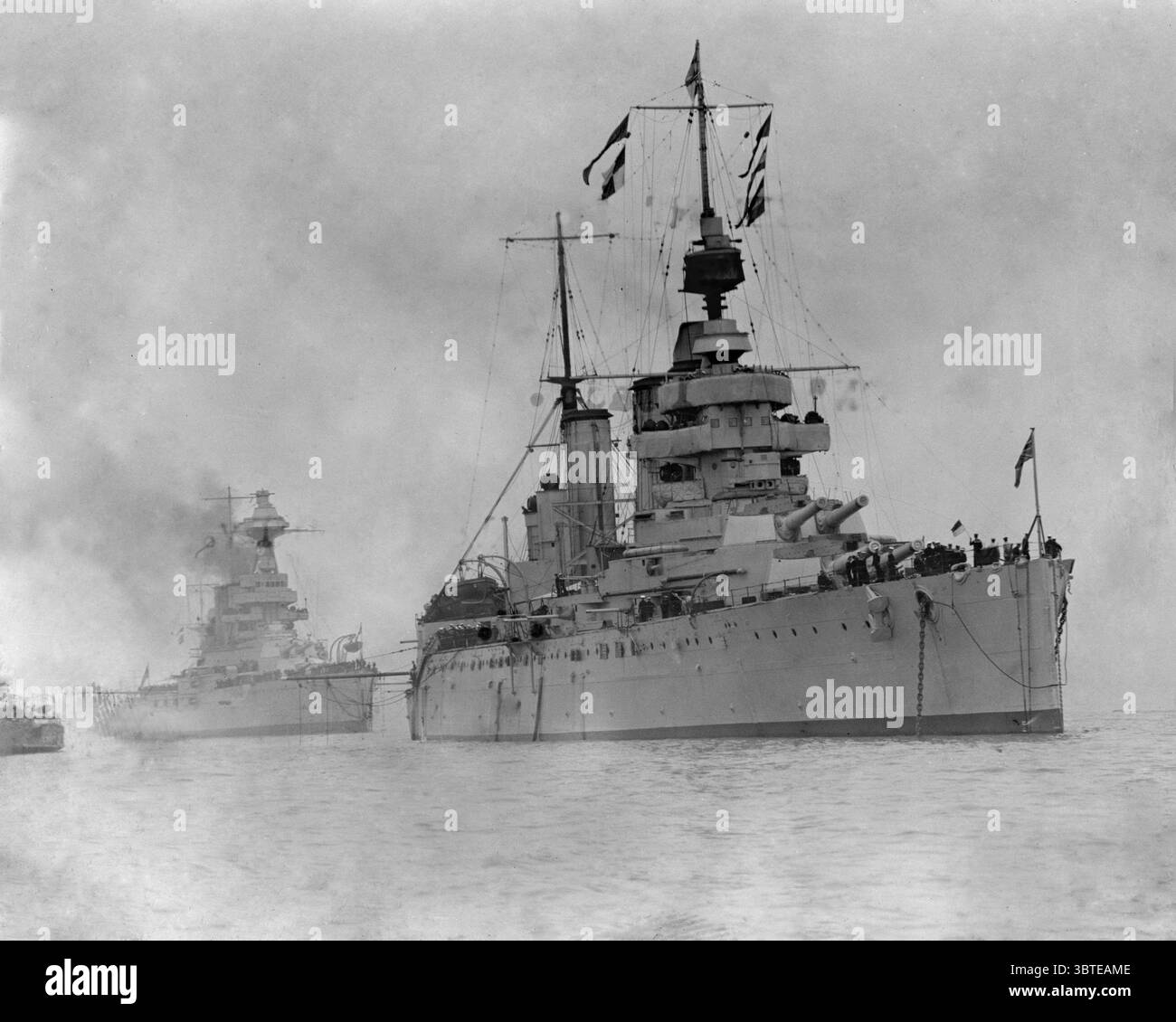 British Royal Navy . Fleet arrives at Southend . HMS Lion leads the ...