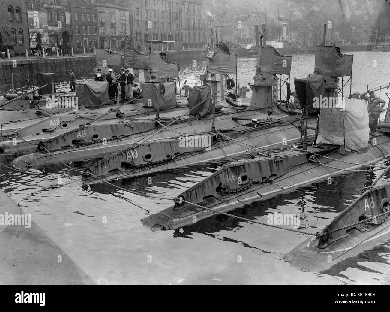 British Royal Navy . Group of British A - Class Submarines in port . HM ...