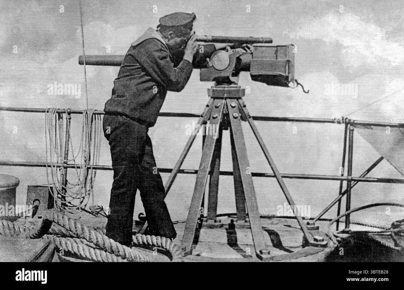 Austro - Hungarian Navy . On board ship an Austrian sailor resting his ...