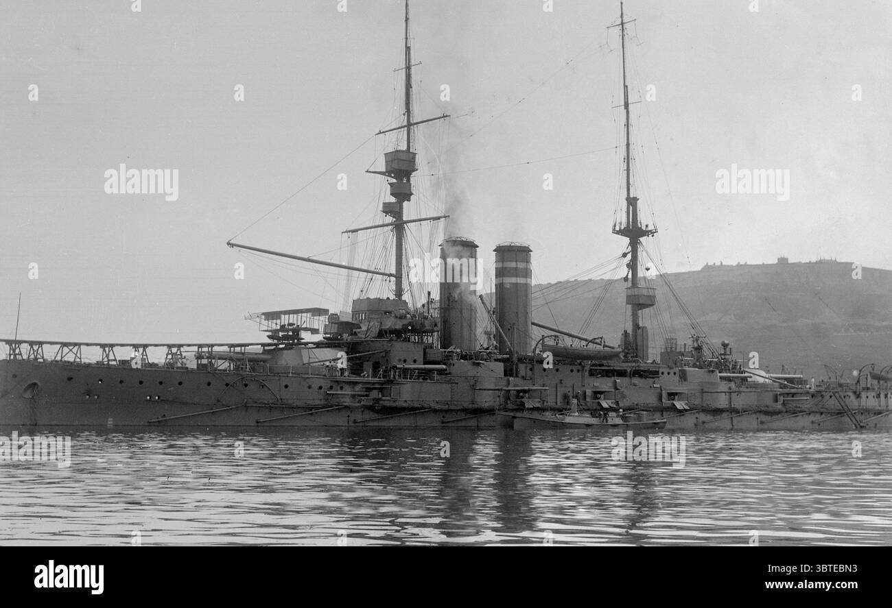 HMS. Hibernia a King Edward VII-class predreadnought battleship of ...