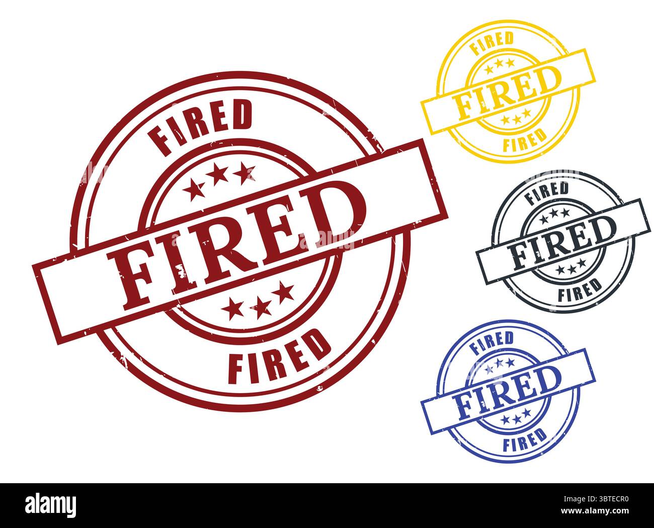 A Fired Grunge Rubber Stamp Collection, Employment Termination Vector ...