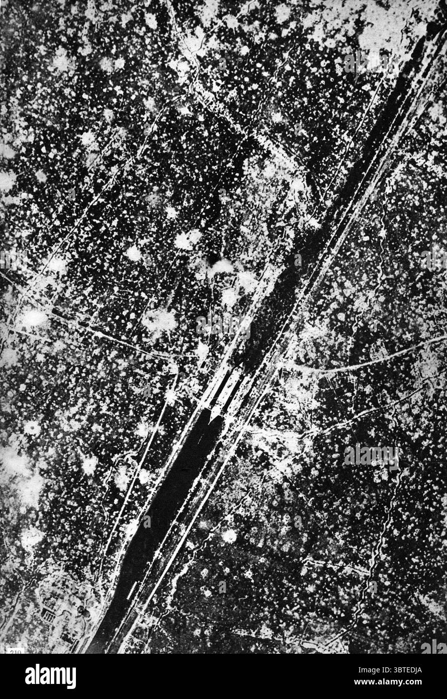 First World War Aerial view of La Bassee Canal , showing result of many ...