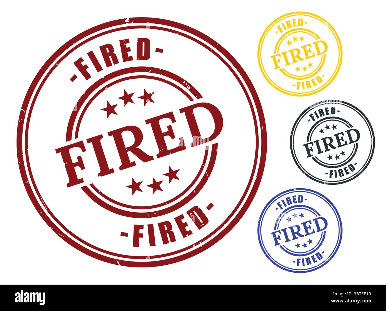 A Fired Badge Collection, Grunge Rubber Employee Dismissal Stamp Set ...