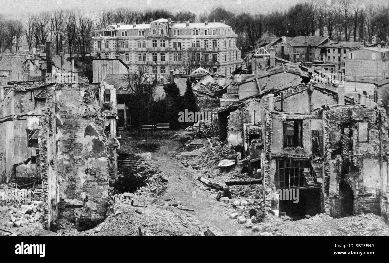 First World War A view of the shell torn city and fortress of Verdun ...
