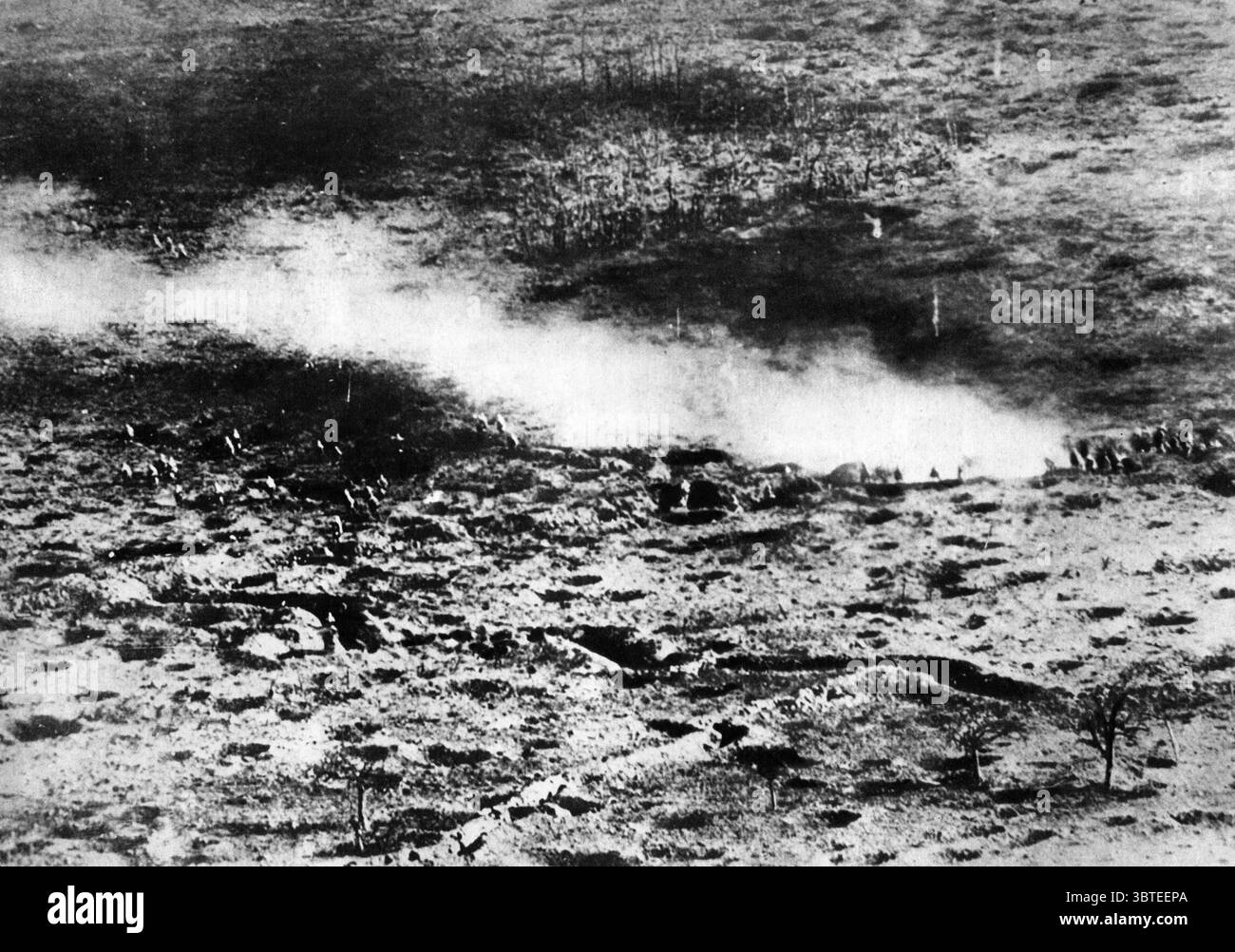First World War Aerial view of a battlefield on the Western Front ...