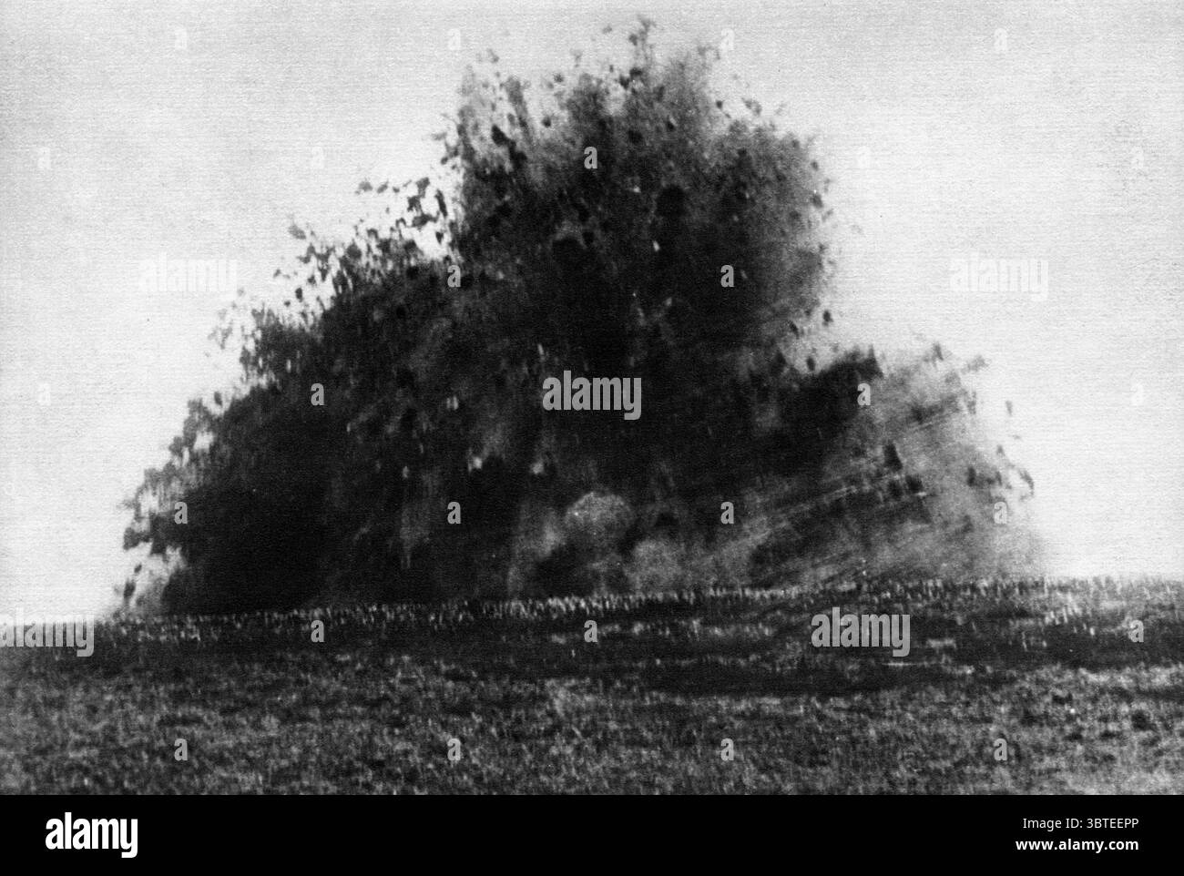 First World War Land mine : the explosive device being triggered off ...