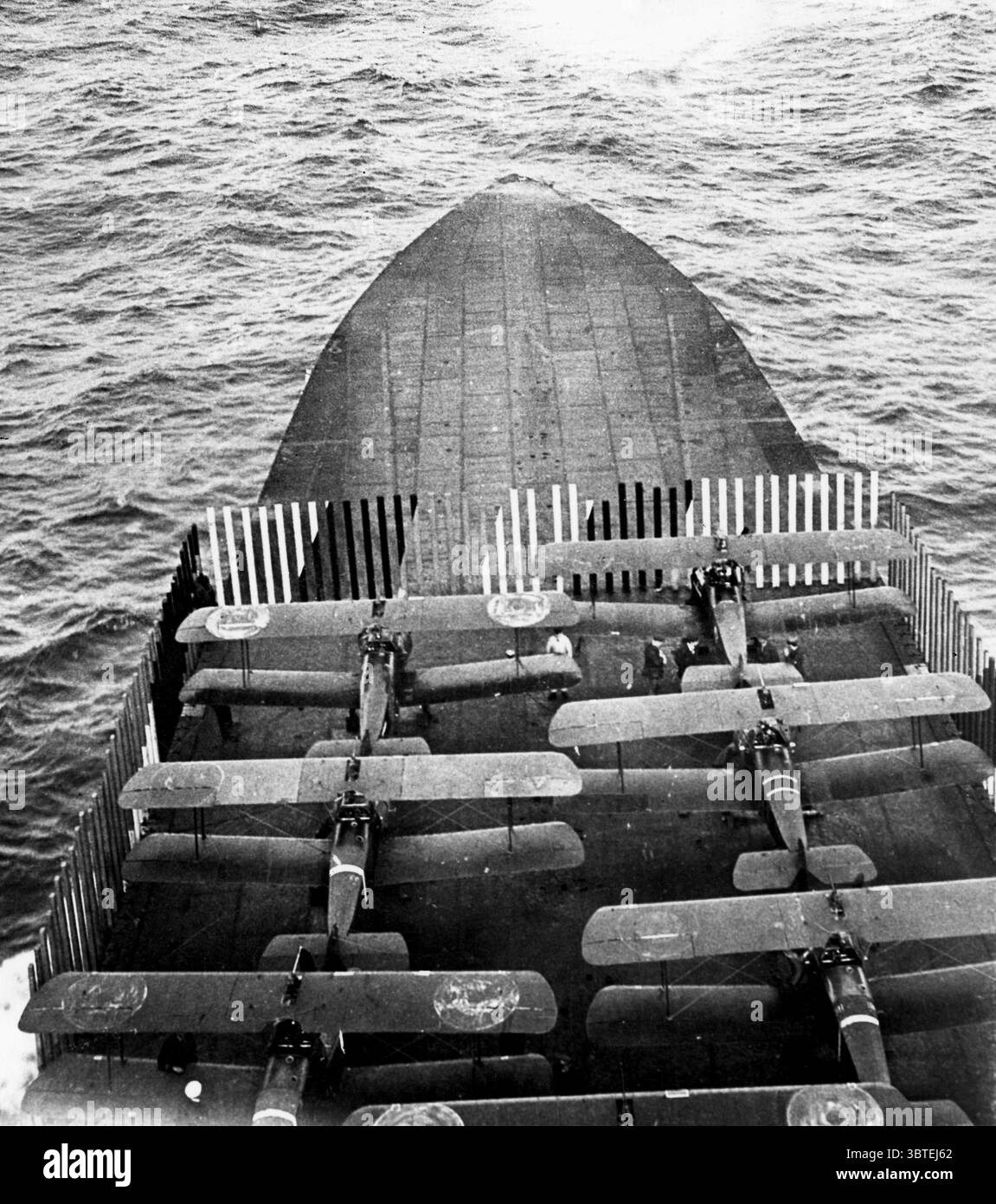 British Aircraft carrier HMS Furious showing planes on deck. WWI Stock ...