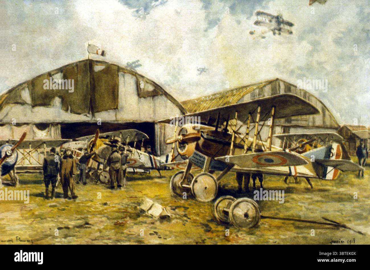 World War 1 - Fighter Planes in front of the hangars Stock Photo - Alamy