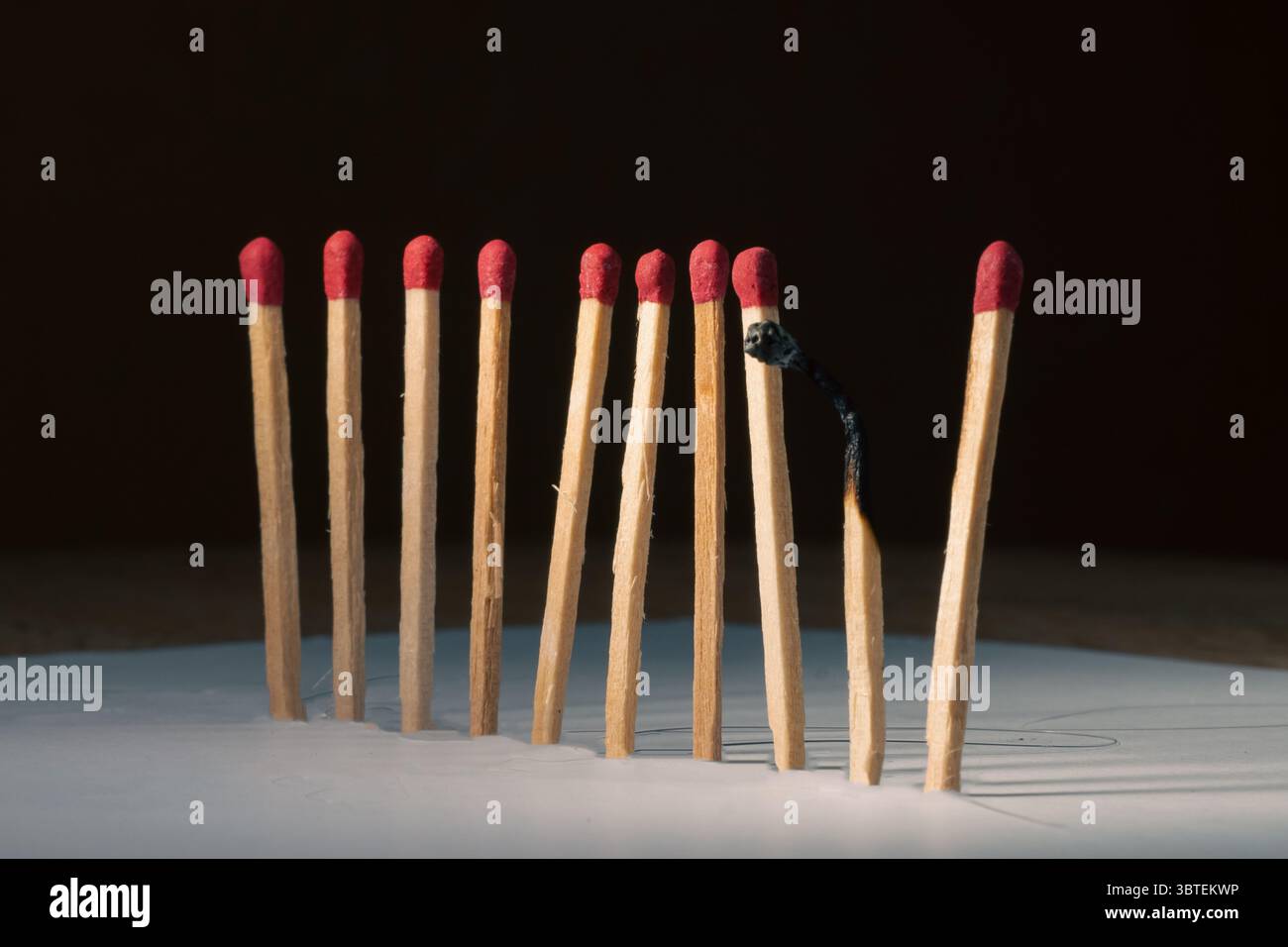 Burnt Matchstick Among New Matches – Burnout Concept Stock Photo - Alamy