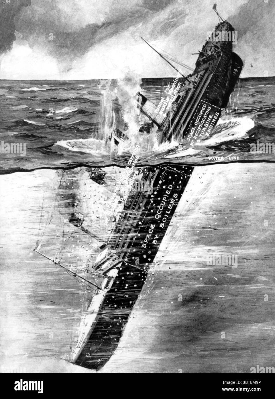 The last phase of the the loss of the Titanic April 1912 Stock Photo ...